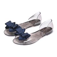 China Best Selling Ladies New Bowknot flat Sandals Fashion trend Jelly Transparent non-slip slippers for women for sale