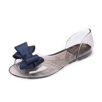 China Best Selling Ladies New Bowknot flat Sandals Fashion trend Jelly Transparent non-slip slippers for women for sale