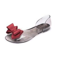 China Best Selling Ladies New Bowknot flat Sandals Fashion trend Jelly Transparent non-slip slippers for women for sale