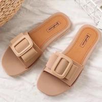 China Hot sale new design solid color Slippers Ladies outdoor Beach Shoes wholesale Flat Slides Summer Sandals for Women for sale