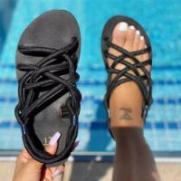 China High quality women sandals new design fashion twisted rope thick bottom non-slip slippers female with best price for sale