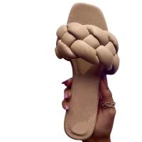 China 2022 new design Sponge woven slippers summer wholesale women flat beach sandals for girls outdoor casual shoes for sale