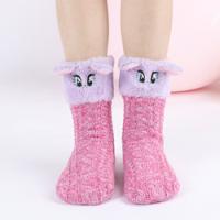 China hot sales ladies antiskid soft socks mid-length polyester socks with lovely pattern sherpa socks with many colors for sale