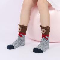 China Hot selling fashion house indoor warm soft fuzzy sleep socks with cute small Bear pattern women cozy slippers sock sherpa socks for sale