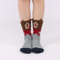 China Hot selling fashion house indoor warm soft fuzzy sleep socks with cute small Bear pattern women cozy slippers sock sherpa socks for sale