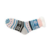 China blue and pink stripe christmas socks non-slip warm floor socks women winter house slipper socks for sale