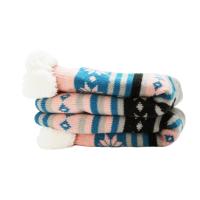 China blue and pink stripe christmas socks non-slip warm floor socks women winter house slipper socks for sale