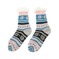 China blue and pink stripe christmas socks non-slip warm floor socks women winter house slipper socks for sale