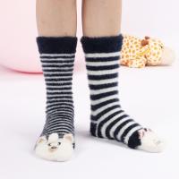 China Winter Fashion Accessories Women stripe pattern Cozy Plush Faux Fur Hairy Fluffy Room Floor Slipper socks Sofa Sleep Fuzzy Socks for sale