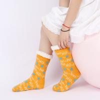 China custom wholesale Women's Winter fluffy fur Lined Thermal Slipper Socks Home floor Socks Anti-slip sole sherpa designer socks for sale