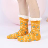 China custom wholesale Women's Winter fluffy fur Lined Thermal Slipper Socks Home floor Socks Anti-slip sole sherpa designer socks for sale