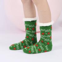 China custom wholesale Women's Winter fluffy fur Lined Thermal Slipper Socks Home floor Socks Anti-slip sole sherpa designer socks for sale