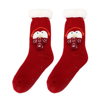 China new design ladies red Slipper Socks Fuzzy Thick Warm Heavy faux fur lined Winter Socks Christmas Stockings For women for sale