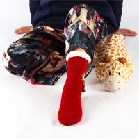China new design ladies red Slipper Socks Fuzzy Thick Warm Heavy faux fur lined Winter Socks Christmas Stockings For women for sale