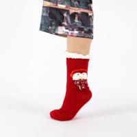 China new design ladies red Slipper Socks Fuzzy Thick Warm Heavy faux fur lined Winter Socks Christmas Stockings For women for sale