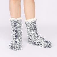 China Women's Sequin Knit Slipper Socks Super Soft Warm Fuzzy Sherpa Lined Non Skid Winter home indoor floor Socks for sale