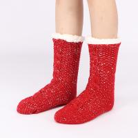 China Women's Sequin Knit Slipper Socks Super Soft Warm Fuzzy Sherpa Lined Non Skid Winter home indoor floor Socks for sale