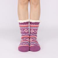 China Women Christmas holiday winter warm thick home slipper socks indoor lounge socks with plush and grippers in stock sherpa socks for sale