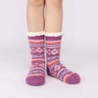 China Women Christmas holiday winter warm thick home slipper socks indoor lounge socks with plush and grippers in stock sherpa socks for sale