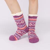 China Women Christmas holiday winter warm thick home slipper socks indoor lounge socks with plush and grippers in stock sherpa socks for sale