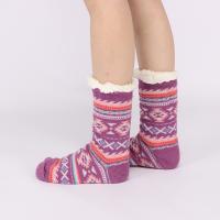 China Women Christmas holiday winter warm thick home slipper socks indoor lounge socks with plush and grippers in stock sherpa socks for sale