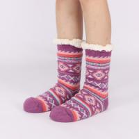 China Women Christmas holiday winter warm thick home slipper socks indoor lounge socks with plush and grippers in stock sherpa socks for sale