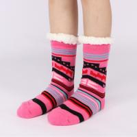 China Girls Slipper Socks Thick Warm Fuzzy plush lined Winter Socks Christmas Stockings women non-skid slipper sock for sale