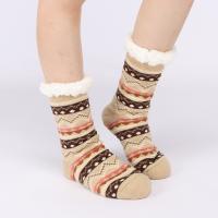 China wholesale custom women winter warm anti skid cozy fuzzy plush indoor winter slipper socks ladies Christmas socks for sale