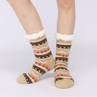 China wholesale custom women winter warm anti skid cozy fuzzy plush indoor winter slipper socks ladies Christmas socks for sale