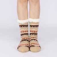 China wholesale custom women winter warm anti skid cozy fuzzy plush indoor winter slipper socks ladies Christmas socks for sale