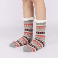 China wholesale custom women winter warm anti skid cozy fuzzy plush indoor winter slipper socks ladies Christmas socks for sale