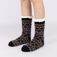 China wholesale custom women winter warm anti skid cozy fuzzy plush indoor winter slipper socks ladies Christmas socks for sale