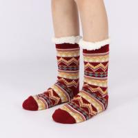 China wholesale custom women winter warm anti skid cozy fuzzy plush indoor winter slipper socks ladies Christmas socks for sale