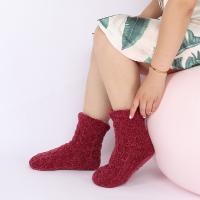 China new Winter Fuzzy thick solid color Socks for Women Anti-skid Warm Cozy Socks ladies Fluffy slipper Socks for sale