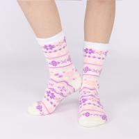 China wholesale Woman Anti-Slip Fluffy Fuzzy soft Slipper Socks With Grips fashion pattern Warm Winter Floor designer socks for sale