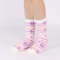 China wholesale Woman Anti-Slip Fluffy Fuzzy soft Slipper Socks With Grips fashion pattern Warm Winter Floor designer socks for sale