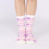 China wholesale Woman Anti-Slip Fluffy Fuzzy soft Slipper Socks With Grips fashion pattern Warm Winter Floor designer socks for sale