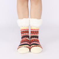 China women stripe Knitted Soft indoor floor socks Warm Thick Fluffy Fuzzy Sherpa Lined Slipper socks Winter Home fashion Socks for sale