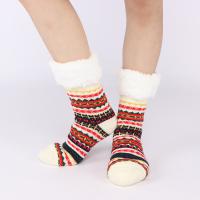 China women stripe Knitted Soft indoor floor socks Warm Thick Fluffy Fuzzy Sherpa Lined Slipper socks Winter Home fashion Socks for sale