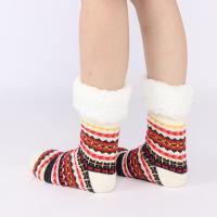 China women stripe Knitted Soft indoor floor socks Warm Thick Fluffy Fuzzy Sherpa Lined Slipper socks Winter Home fashion Socks for sale