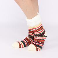 China women stripe Knitted Soft indoor floor socks Warm Thick Fluffy Fuzzy Sherpa Lined Slipper socks Winter Home fashion Socks for sale