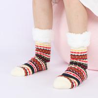 China women stripe Knitted Soft indoor floor socks Warm Thick Fluffy Fuzzy Sherpa Lined Slipper socks Winter Home fashion Socks for sale
