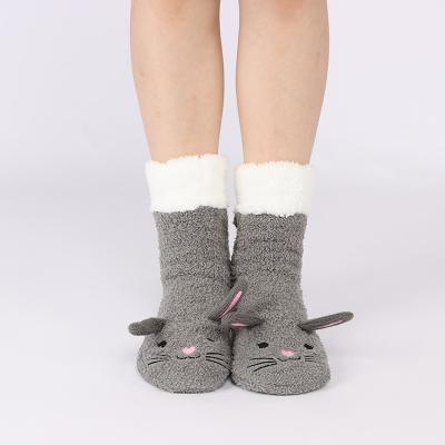 China Ladies Super Soft Warm Cute Animal Home Socks Fleece Lined Knitted Sock Winter Thermal Fuzzy slipper Socks for sale