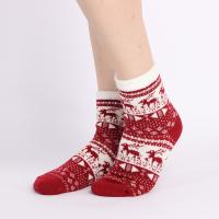 China Fuzzy Slipper Socks Warm Thick Fleece Lined Fluffy Christmas Stockings Women winter Snowflake Deer Knit socks for sale