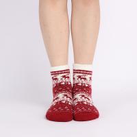 China Fuzzy Slipper Socks Warm Thick Fleece Lined Fluffy Christmas Stockings Women winter Snowflake Deer Knit socks for sale