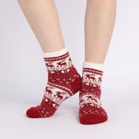China Fuzzy Slipper Socks Warm Thick Fleece Lined Fluffy Christmas Stockings Women winter Snowflake Deer Knit socks for sale