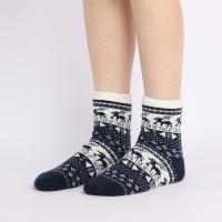 China Fuzzy Slipper Socks Warm Thick Fleece Lined Fluffy Christmas Stockings Women winter Snowflake Deer Knit socks for sale