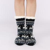 China Women's Winter printed Fleece Lining Knit Christmas Stocking Slipper Sock Fuzzy Non Skid Slipper Socks for sale