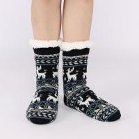 China Women's Winter printed Fleece Lining Knit Christmas Stocking Slipper Sock Fuzzy Non Skid Slipper Socks for sale