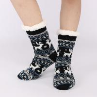 China Women's Winter printed Fleece Lining Knit Christmas Stocking Slipper Sock Fuzzy Non Skid Slipper Socks for sale